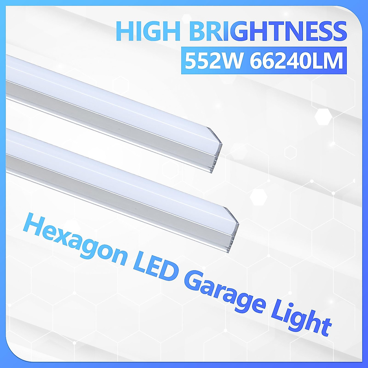 ALLYES Hexagon Ceiling LED Light - Hexagon Garage Light 552W 66240LM High Brightness, 3000K/4500K/6500K Adjustable with WiFi Smart Switch, Aluminum Hex Grids Lights for Car Dealer, Shop, Gym