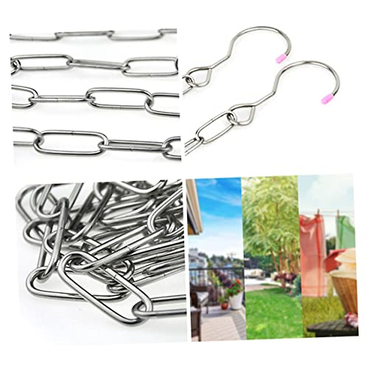 Zerodeko 3pcs Metal Clothing Rack Stainless Steel Chain Portable Drying Rack Clothes Storage Chains Display Hanging Chain Adjustable Clotheslines Clothes Drying Chain Clothes Drying Rack