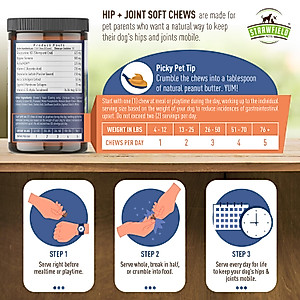 Strawfield Pets Hip + Joint Chews for Dogs Advanced Dog Joint Supplement with Glucosamine Tasty Healthy Mobility Treats Bacon Flavor 120 Count