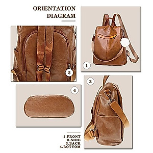 Ecoyin Backpack Purse for Women Fashion Leather Anti-theft Backpacks Ladies PU Handbags Travel Casual Shoulder Bags Black