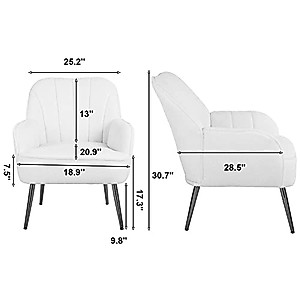HANLIVES Accent Chair Set of 2,Modern Mid Century Teddy Fabric Armchair,Ergonomics Comfy Arm Chair for Living Room Bedroom Office Waiting Room,Barrel Chairs (Off White*2)