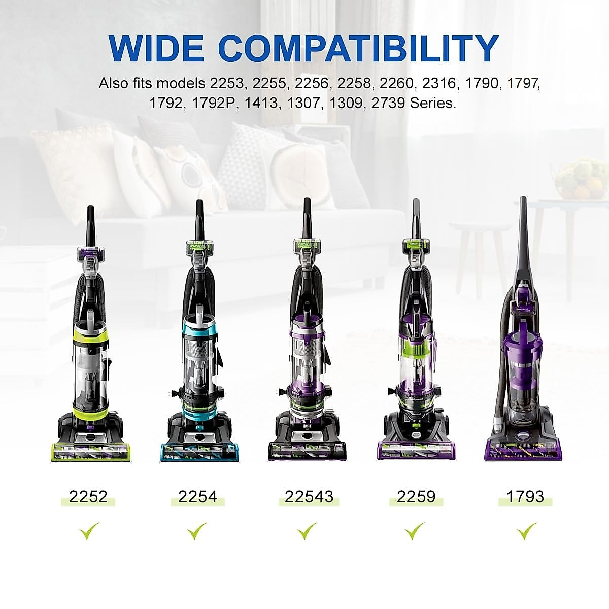 LANMU Replacement Belts Compatible with Bissell Models 2252, 2254, 22543, 2256, 2258, 2259, 2260, 2316, 2739, 1793, 1309 Powerlifter/CleanView Swivel Rewind Pet Vacuum (2-Pack)