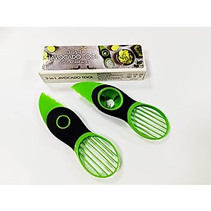 Avocado Slicer 3 in 1, multipurpose tool., Green, Black, silver.