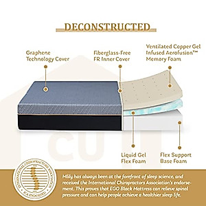 EGOHOME 12 Inch Queen Memory Foam Mattress for Back Pain, Cooling Gel Mattress Bed in a Box, Made in USA, CertiPUR-US Certified, Therapeutic Medium Double Mattress, 60”x80”x12”, Black