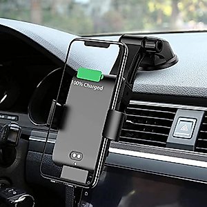 MANKIW Wireless Car Charger Automatic Clamping 10W Qi Fast Charging Car Charger Mount Compatible with iPhone 15 14 13 12 11 pro max Plus/Xs MAX/XS/XR/X/8/8p Samsung S10/S10+/S9/S9+/S8/S8+