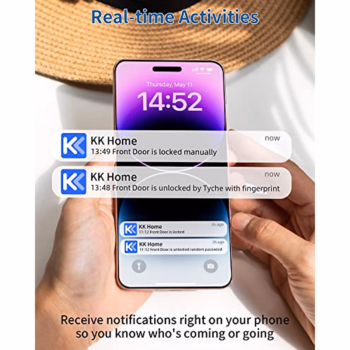 Fingerprint Door Lock: TEEHO TE002W Smart Lock, Built-in WiFi Keyless Entry Door Lock Deadbolt, Easy Installation, BHMA Cert, Satin Nickel