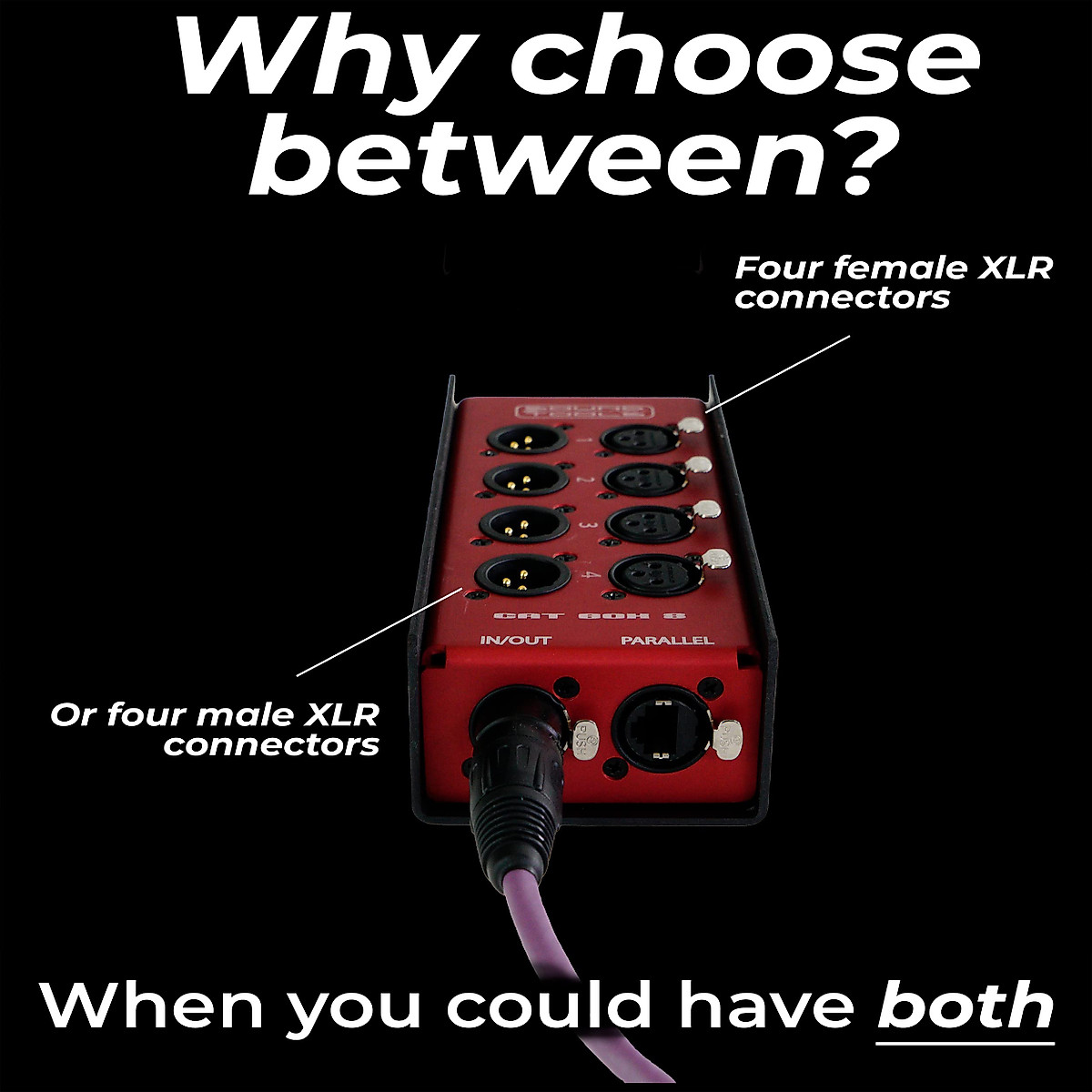 CAT Box 8 - a Durable Four Channel Stage Box with Both a Male XLR and a Female XLR Connector on Each of The Four Channels.