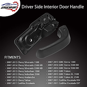 ATRACYPART Interior Door Handle Kit Front Left Drivers Side | for 2007-2014 Chevy Silverado, Tahoe, Suburban, Avalanche, GMC Sierra, Yukon, Yukon XL, Cadillac Escalade | Replaces# 20833606, 80374