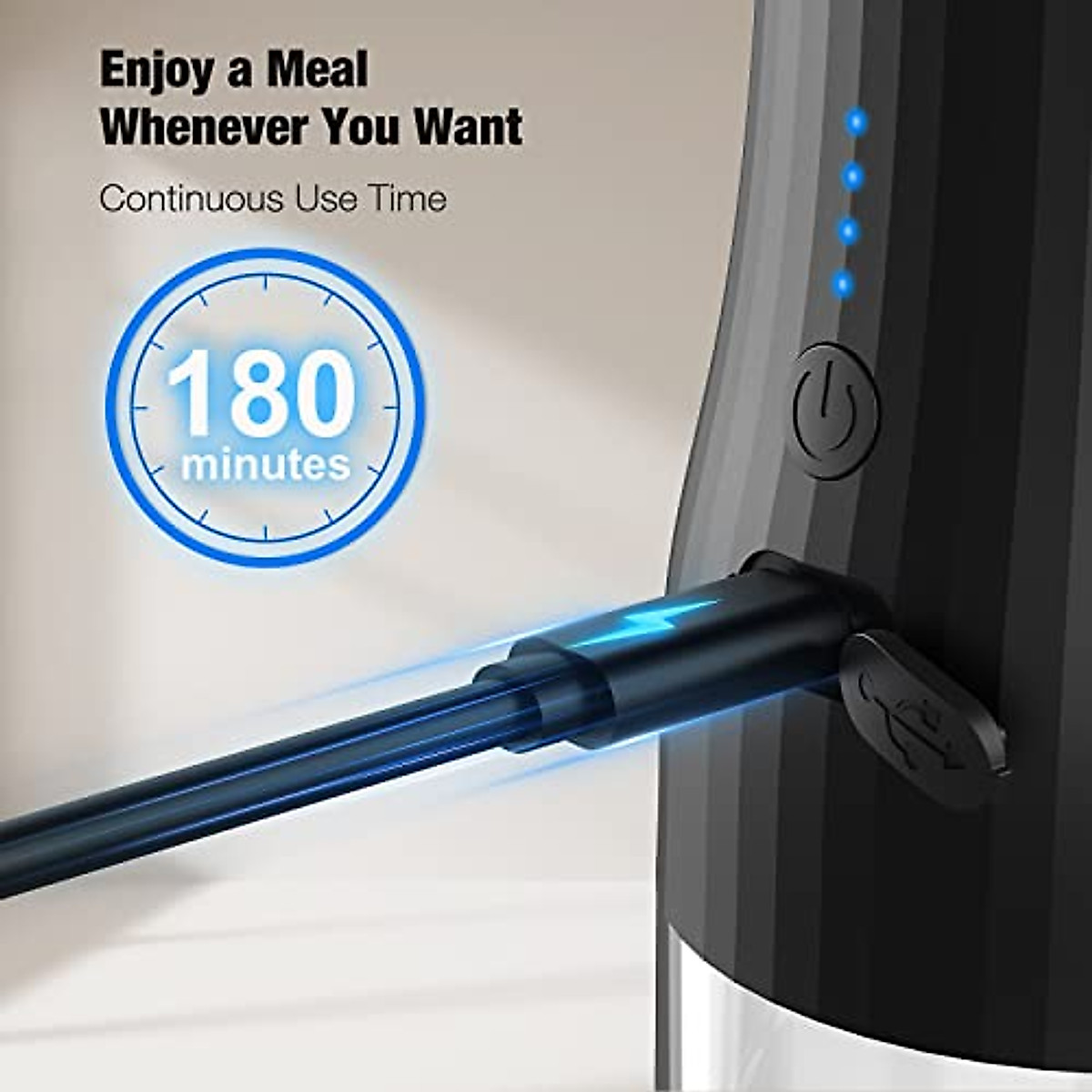 Electric Automatic Salt or Pepper Grinder, Pepper or Salt Mill Grinder USB Rechargeable, Upgraded Ultra-Larger Capacity with 3 Replaceable Container, LED Light, One Hand Operated