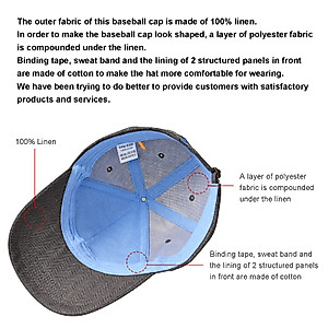 BOTVELA Linen Baseball Cap for Men Breathable Summer Dad Hat Adjustable Structured Outdoor Sports Cap (Herringbone Grey)