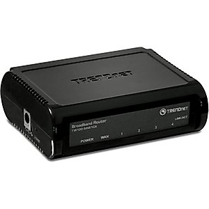 TRENDnet 4-Port Broadband Router, 4 x 10-100 Mbps Half-Full Duplex Switch Ports, Instant Recognizing, Remote Management, MAC Address Control to Allow Or Deny Access, Black, TW100-S4W1CA