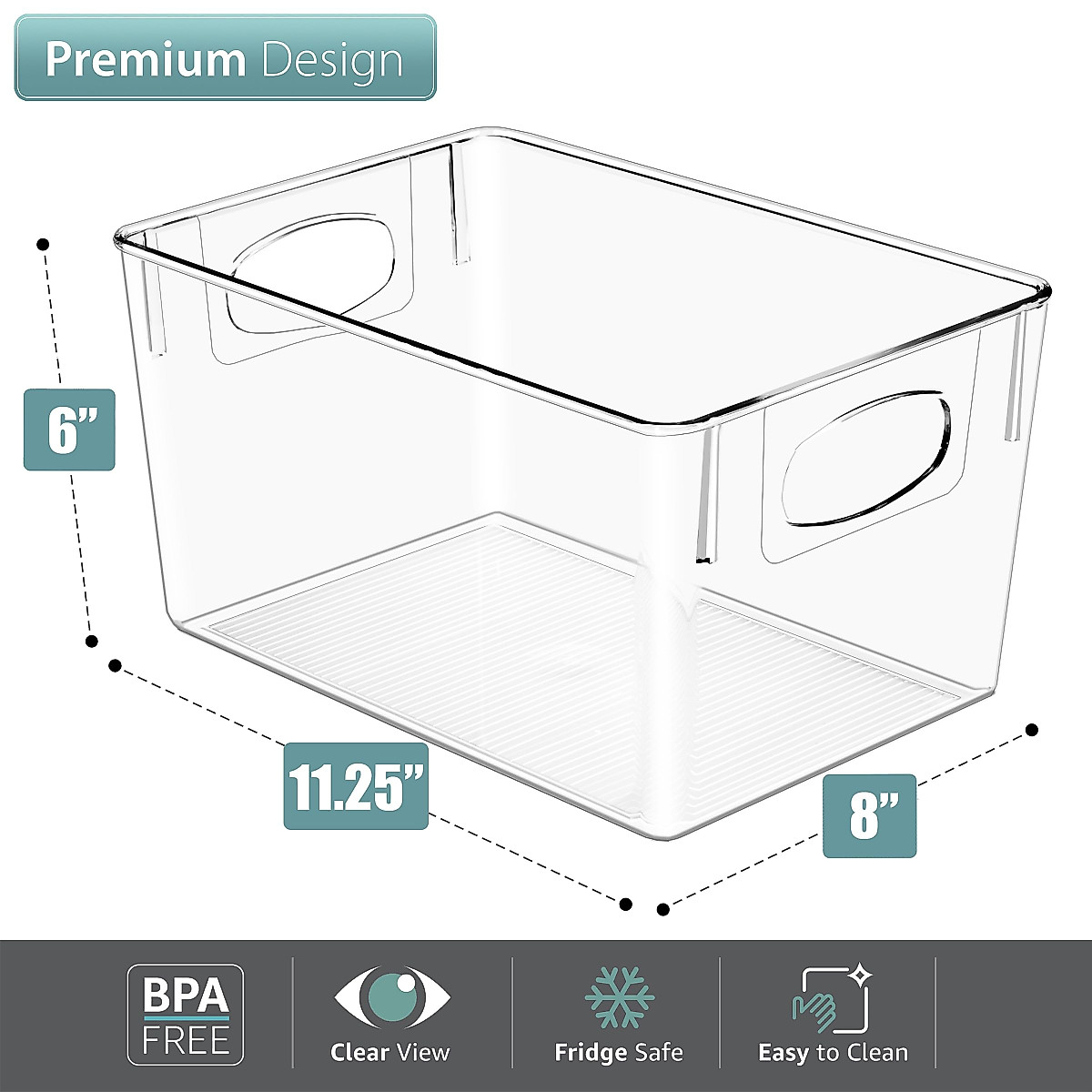 Sorbus Clear Fridge Organizer Bins - Refrigerator Organizer Bins for Home Essentials, Food, Toiletries, Makeup, Cleaning Supplies, Laundry Room, Pantry and Kitchen Organization and Storage (4 Pack)