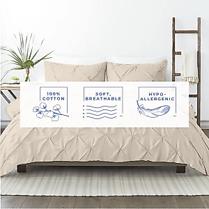 Kotton Culture 600 Thread Count Pinch Pleated 3 Piece Duvet Cover Set 100% Egyptian Cotton Breathable All Season Comforter Cover with Zipper Closure & Corner Ties (Cream, Oversized King)