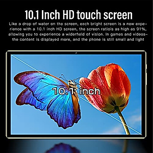 doder 10. 1 Inch Tablet 5G 8GB 256GB 4G WiFi Tablet PC Call 2 in 1 Yellow with 12 Keyboard for Reading (US Plug AC9‑240V)