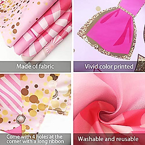 1/2 Birthday Banner Backdrop - 6 Month 71" x 43" Happy Birthday Yard Sign backgroud 1/2 Years Birthday Backdrop Party Indoor Outdoor Car Decorations Supplies (Pink)