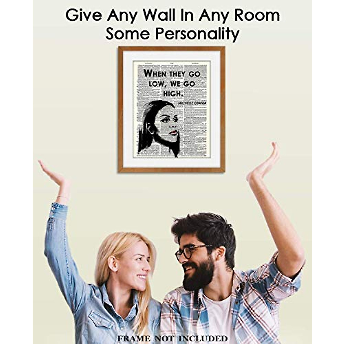 Positive Affirmations Wall Decor for Kids: "When They Go Low, We Go High." Michelle Obama 8x10 Inspirational, Motivational Poster & Motivational Wall Art Office Decor for Men & Women