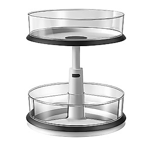Lazy Susan Oragnizer,2 Pack Turntable Organizer,Fridge Organization,Non-Skid Spice Rack Organizer, Fruit Container, 360 Rotating Storage Container for Home Kitchen,Countertop,Cabinet,Fridge