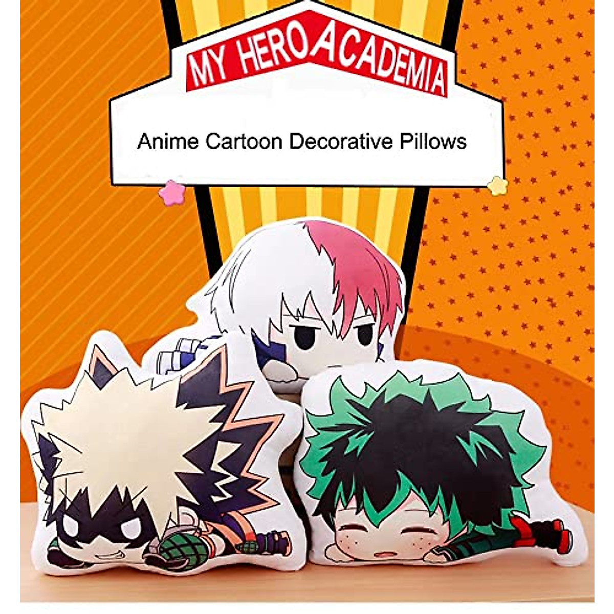 My Hero Animation Plush Throw Pillows Bakugou Plushie Throw Anime Cartoon Bed Sofa Decorative Pillows Fans Gift Cosplay 35cm/13.7 Inch -A