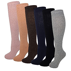 SUMONA 6 pairs Women Cable Knit Knee High Winter Boot Socks 9-11 (Assorted, 9-11)