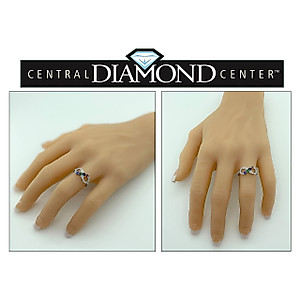 Central Diamond Center Infinity Mothers Ring with 1 to 6 Simulated Birthstones - 14k Yellow - Size 5