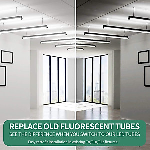 TRLIFE 4FT LED Light Bulbs, T8 4FT LED Tube Lights 28W 5000K Daylight White, 3360 Lumens Dual Row LEDs Replacement for 4FT Fluorescent Fixture, Clear Cover, Dual-end Powered, Ballast Remove(4 Pack)