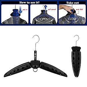 Niiwi Foldable Wetsuit Hanger,Fast Dry Vented Multi-Purpose Hangers for Surfing Scuba Diving Wet Suits (Black)