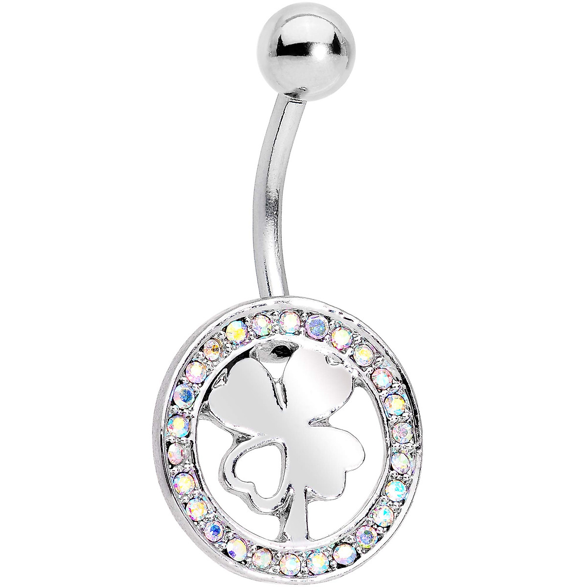 Body Candy 4PC Shamrock Variety Bonus Pack Stainless Steel Belly Button Rings 14G Navel Piercing