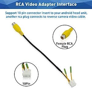 Android Car Stereo Radio RCA Plug 10 Pin Radio Backup Camera RCA Wiring Adapter Connector Cable