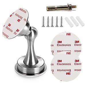 Sumnacon Magnetic Door Stopper, Heavy Duty Stainless Steel Door Stop Holder Come with 3M Double-Sided Adhesive Tape & Hardware Screws,Install with Adhesive Tape Or Screws On Floor Wall (Silver)