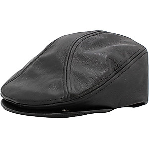 Leather-Ascot BLK L Gatsby Ivy Collection Classic Newsboy Cabbie Applejack Leather Hats Caps