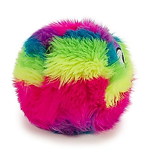 goDog Furballz Squeaky Plush Ball Dog Toy, Chew Guard Technology - Rainbow, Large