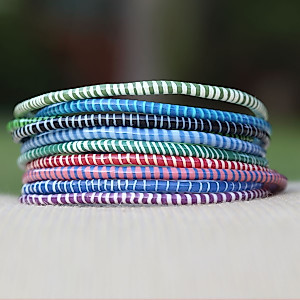 SayitBands.com 10 Recycled Flip Flop Bracelets Assorted Colors Hand Made in Mali, West Africa