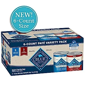 Blue Buffalo Homestyle Recipe Chicken & Beef Pate Wet Dog Food Variety Pack for Adult Dogs, Whole Grain, 12.5 oz. Cans (6 Pack)