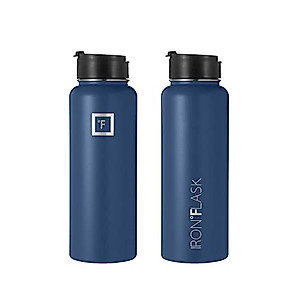 IRON °FLASK Sports Water Bottle - 40 Oz, 3 Lids (Straw Lid), Leak Proof, Vacuum Insulated Stainless Steel, Double Walled, Thermo Mug, Metal Canteen