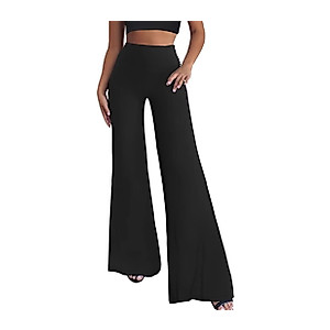 Hybrid & Company Women Palazzo Pants w/Fold Over Waist Band KPZ26932 M Black