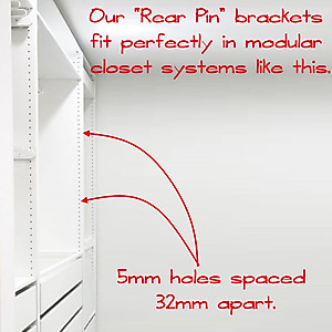 CUSTOM CUT - Oval Closet Rod | Up to 36" | Rear Pin Wall Brackets | Polished Chrome