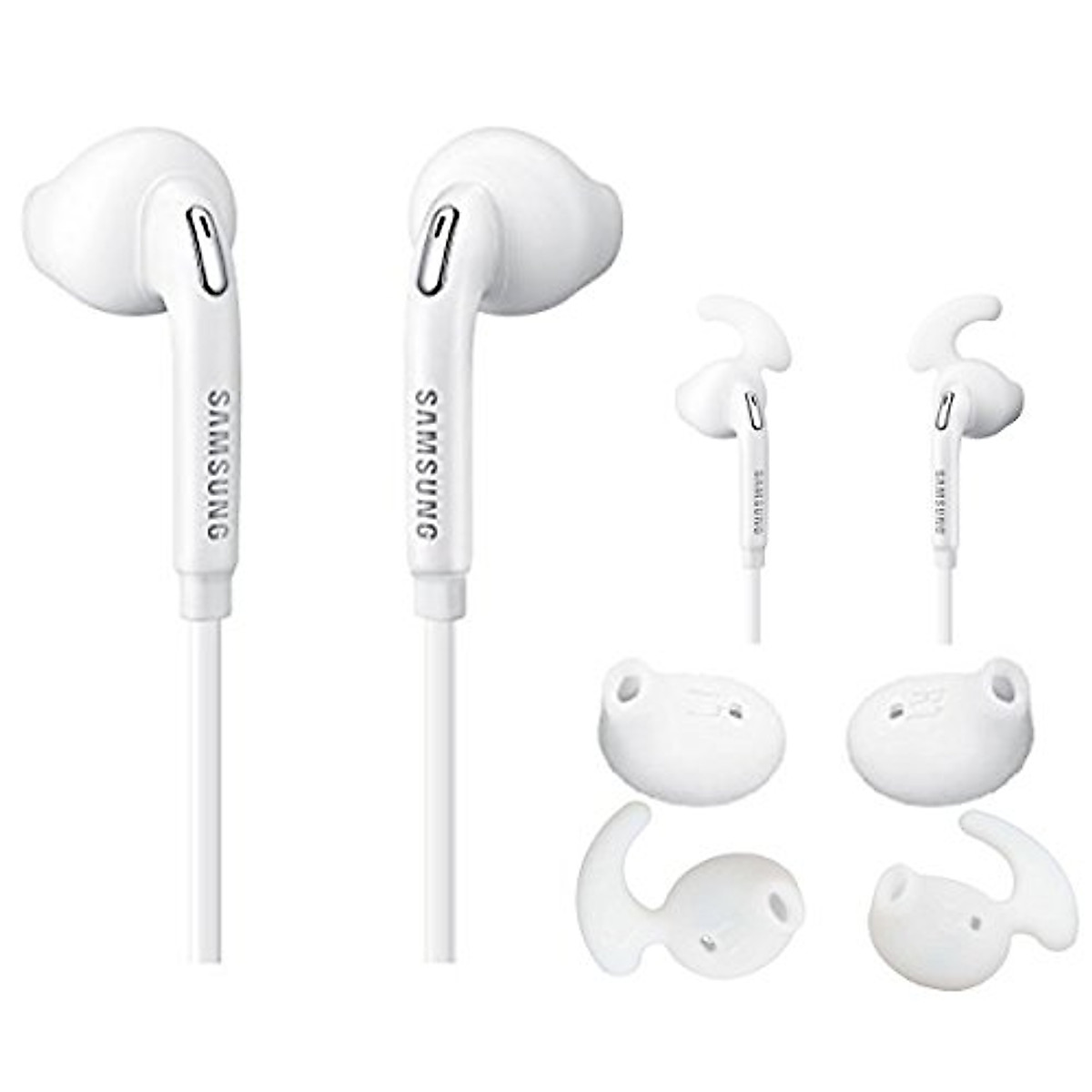 Ear Gels Earplugs Coverage for Samsung Galaxy S6/S6 Edge Stereo Headset Earphones, OCARLY Silicone Cover Ear Gels with Wing Anti Slip Sport Hook for SAMSUNG S6 S7 Edge Headphones 4 Pairs (white)