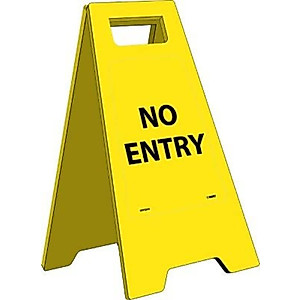 NMC HDFS205 Heavy Duty Floor Stand Sign, Legend "NO ENTRY", 10-3/4" Length x 24-5/8" Height, Black on Yellow