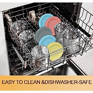 4 Pack Ice Cream Containers Compatible with Ninja Creami NC299AMZ NC300 & NC301 Series Ice Cream Maker, Replacement Pints Containers and Lids, BPA-Free & Dishwasher Safe, Grey/Blue/Pink/Yellow