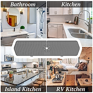 24 inches Extended Size Silicone Faucet Sink Splash Silicone Faucet Mat Drying Mat for Home Kitchen (Grey)