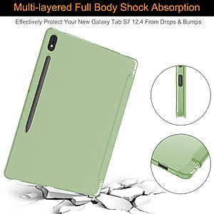 Soke Galaxy Tab S8+/S7 FE/S7 Plus 12.4 inch Case with S Pen Holder, Translucent Soft TPU Back Cover for Samsung Tab S8+ 2022/S7 FE 2021/S7 Plus 2020 [SM-X800/X806/T730/T736B/T970/T975],Green