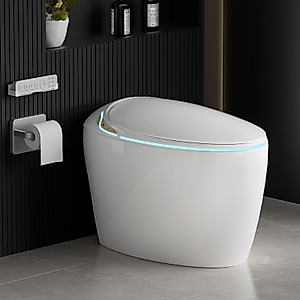 yifaeux Smart Bidet Toilet with Bidet Built in for Bathrooms, Toilet with Warm Water Sprayer & Dryer, Foot Sensor Operation, Heated Bidet Seat, Auto Smart Toilet with LCD Display White