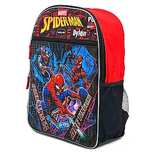 DIBSIES Personalized Spider Superhero Backpack, Lunch Bag, Carabiner Clip, and Character Keychain