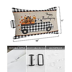 Recliner Head Pillow Ledge Loungers Chair Pillows with Insert Turkey Retro Plaid Truck Lumbar Pillow with Adjustable Strap Outdoor Waterproof Patio Pillows for Couch Beach Pool Office Chair, 2 PCS