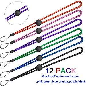 YOUOWO Wrist Lanyard Adjustable length small Strap 12 Pcs Wrist Short Lanyard for Keys Phone Cases Lanyard Keychain USB pink,green,blue,orange,purple,black
