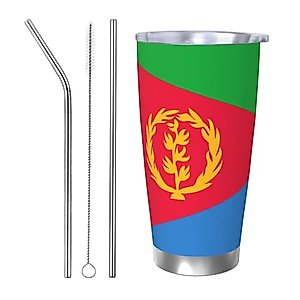 WXZYFP Car cup (single silver rim), can use a straw or drink directly, easy to use.Eritrean flag
