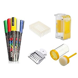 Queen Bee Marking Kit - Includes 5 Posca Marking Pens, One Handed Queen Catcher, Stainless Steel Queen Clip, Marking Plunger and Push Catcher