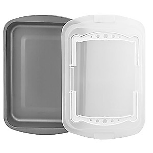 Baking with G&S HGVP07-AZ Four-Piece Nonstick Roaster with Rack and Lid Set, 17.375 in x 12.75 in x 0.375 in, Grey