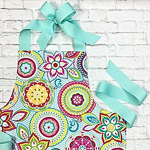 Sara Sews Handmade Colorful Aqua Baking Art Craft Apron Gift for Tween Girl