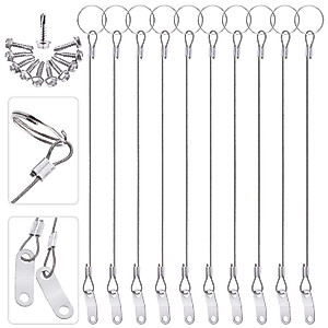 Glarks 20Pcs 11 Inches Lanyard Cable Set Including 10Pcs 304 Stainless Steel Safety Tether Wire with Quick Release Ring and Rubber Coating and 10Pcs Self Drilling Hex Head Screws for Car Boat Fastener